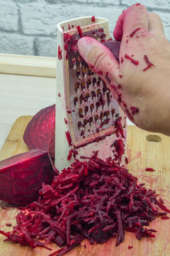 Fresh Beet Grated, Grate Beetroot on a Grater Stock Image - Image of ...