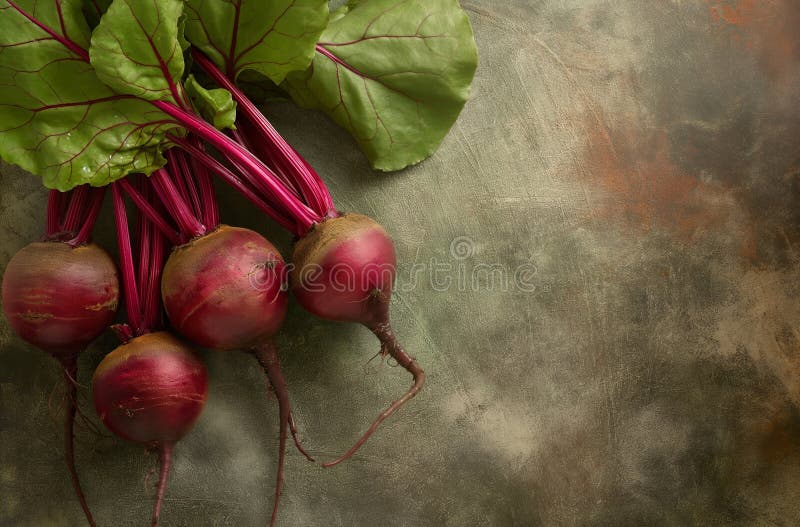 Fresh Beetroots with Leaves on Textured Background Stock Image - Image ...