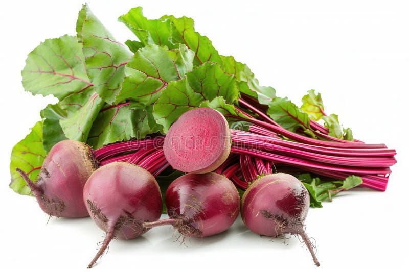 Fresh Beets with Leaves, Deep Red Color, Isolated White Background ...