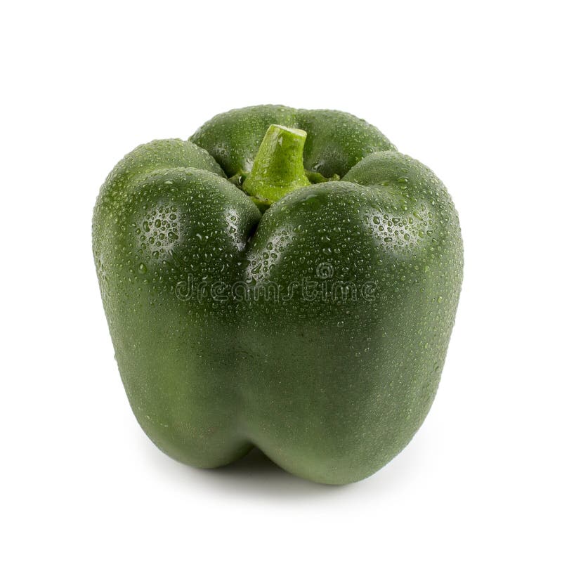 Fresh Bell Pepper, Sliced, Big Green Wet in Drops, Perfect Isolate on a ...