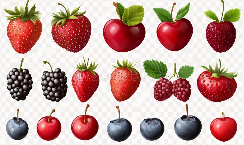 Fresh Berries in Assorted Types on a Light Blue Surface Stock Photo ...