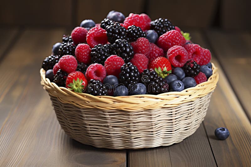 Fresh Berries Basket Mix stock illustration. Illustration of ...