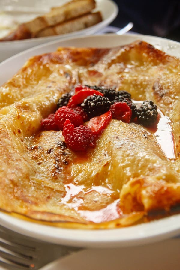 Fresh Berries on Crepes with Syrup Stock Photo - Image of fresh ...