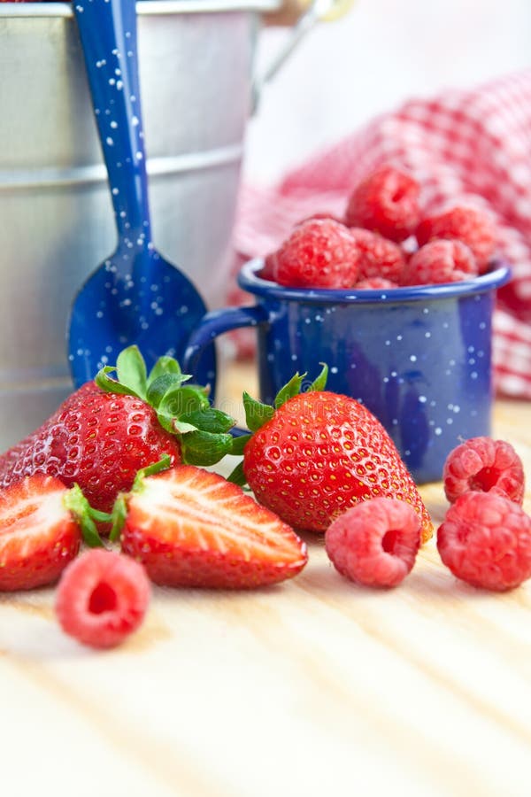 Fresh Berries in Little Vintage Cup Stock Photo - Image of sieve, juicy ...