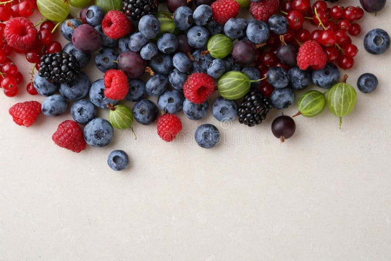 Fresh Berries Mix on Concrete Background Stock Photo - Image of ...