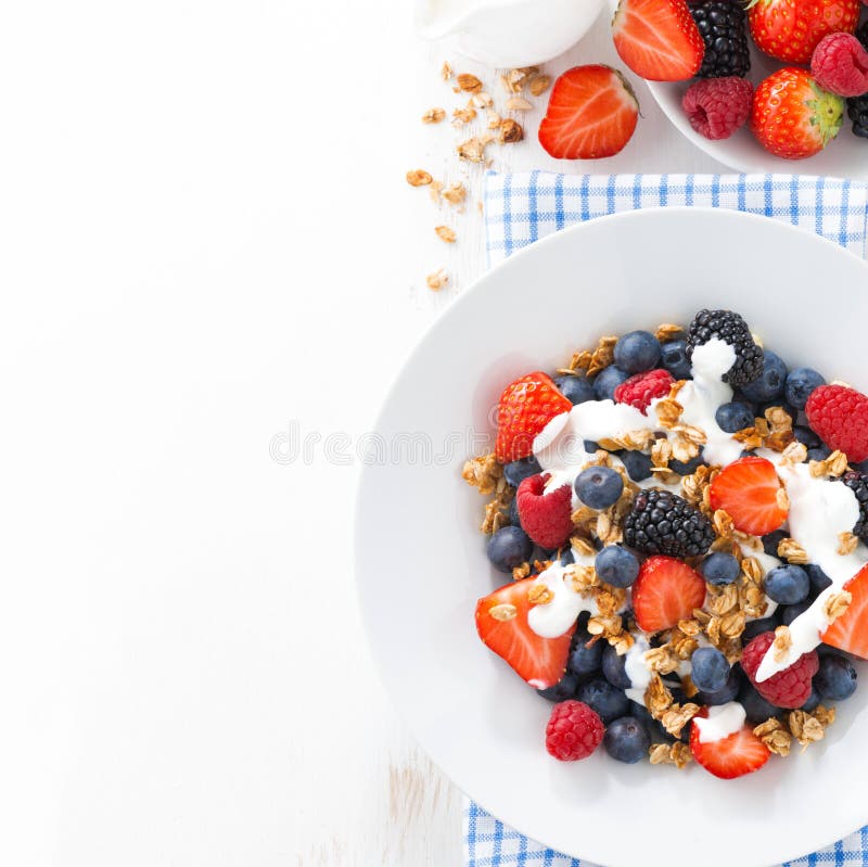 Fresh Berries, Yogurt and Granola for Breakfast Stock Photo - Image of ...