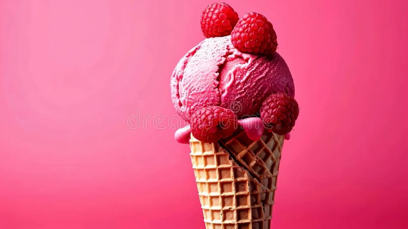Fresh Berry Bliss: Creamy Raspberry Ice Cream Stock Video - Video of ...