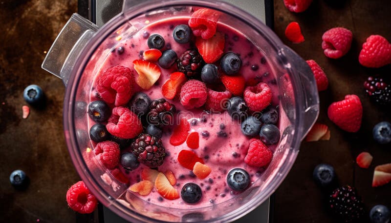 Fresh Berry Bowl a Gourmet Summer Snack Generated by AI Stock ...