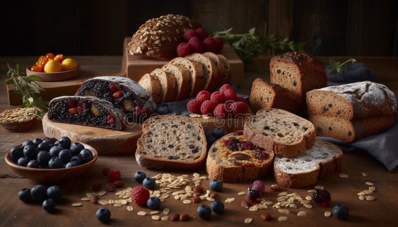 Fresh Berry Bread Baked with Organic Raspberries Generated by AI Stock ...