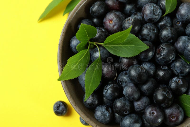 Fresh Berry Concept with Blueberry on Yellow Background Stock Photo ...