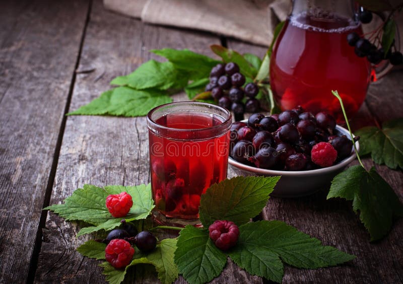 Fresh Berry Drink with Black Currant and Raspberries Stock Image ...