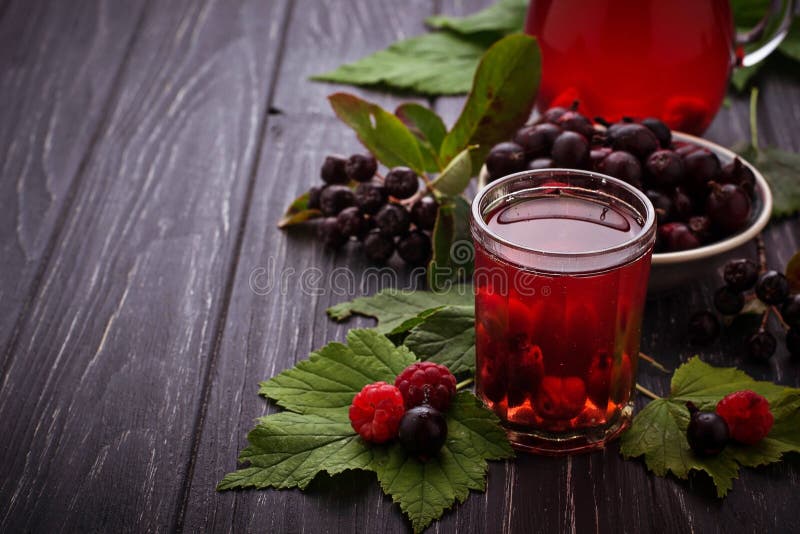 Fresh Berry Drink with Black Currant and Raspberries Stock Image ...
