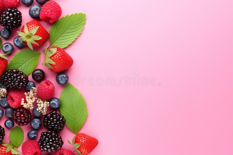 Fresh Berry and Fruit Mix Border Frame Banner Stock Illustration ...