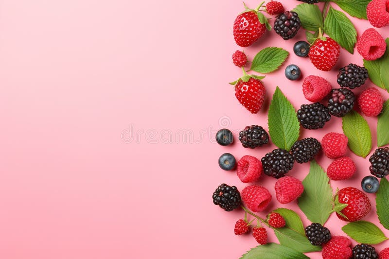 Fresh Berry and Fruit Mix Border Frame Banner Stock Illustration ...
