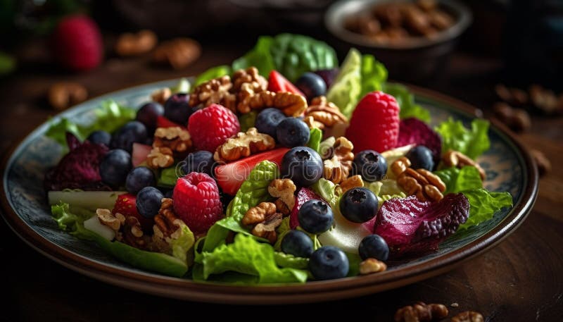 Fresh Berry Salad a Healthy Gourmet Indulgence Generated by AI Stock ...