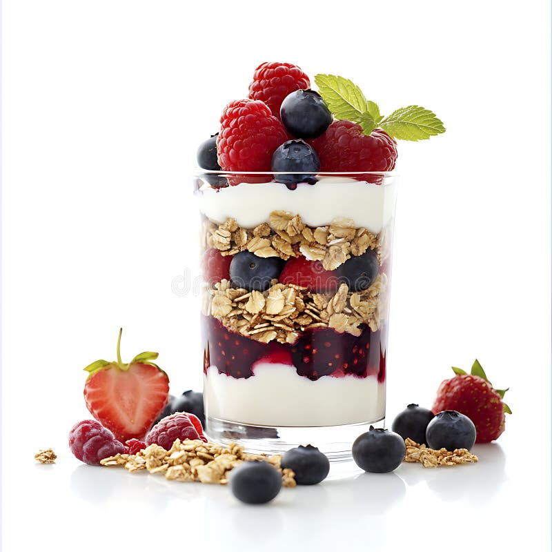 Fresh Berry Yogurt Parfait with Granola and Greek Yogurt Stock Image ...