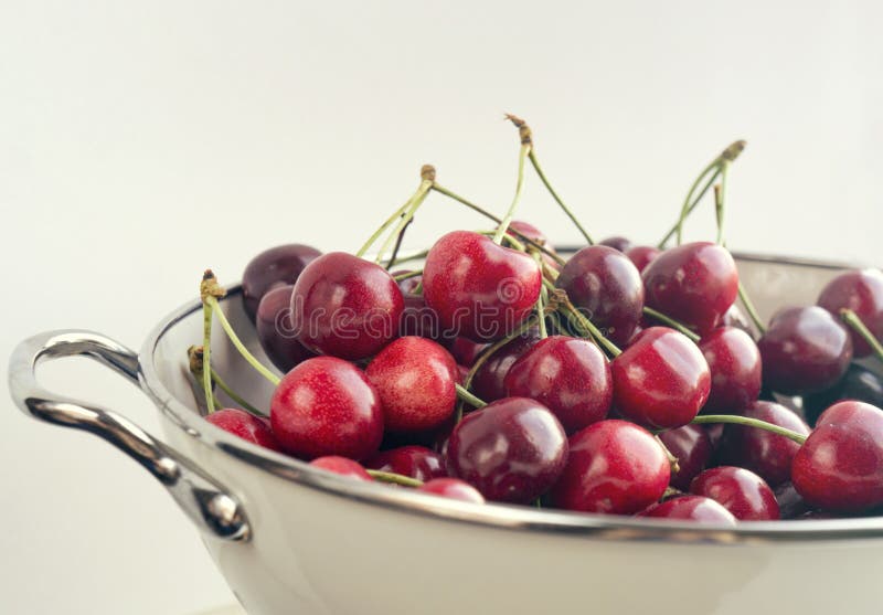 Fresh Black Cherry in Colander Stock Photo - Image of natural, healthy ...
