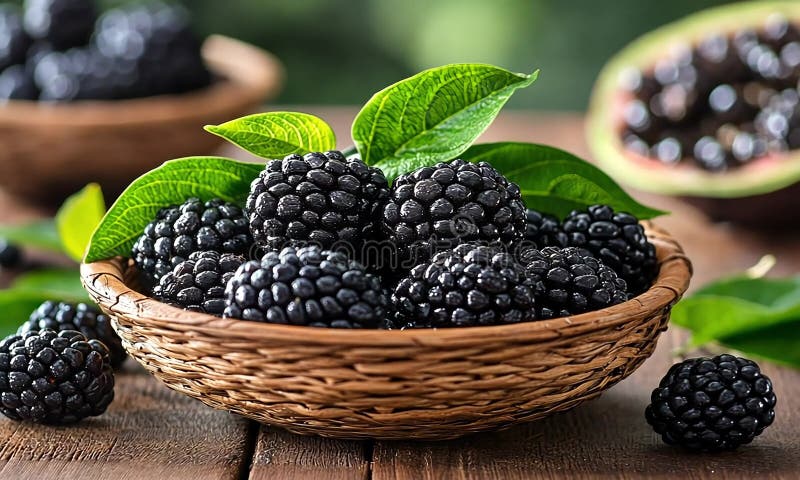 Fresh Blackberries in a Woven Bowl Stock Footage - Video of healthy ...
