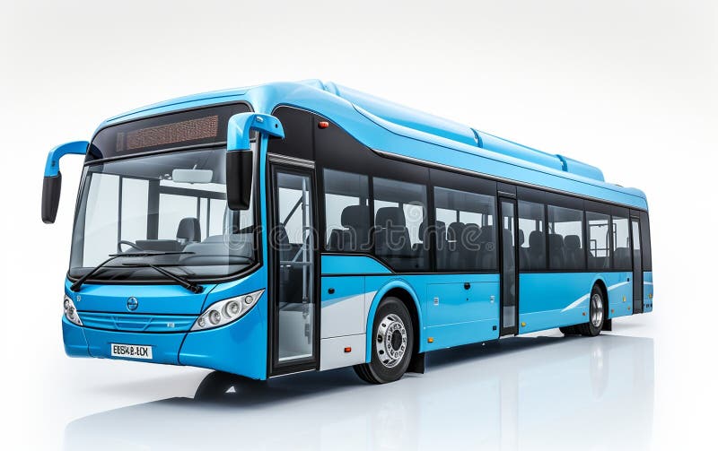"a Fresh Blue Bus on a White Background -Generative Ai Stock ...