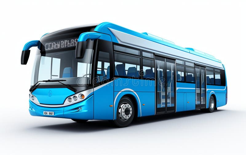 A Fresh Blue Bus on a White Background Stock Illustration ...