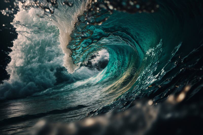 Fresh Blue Green Sea Wave Generative AI Stock Illustration ...