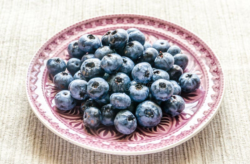 Fresh Blueberries on the Decorated Plate Stock Photo - Image of ...