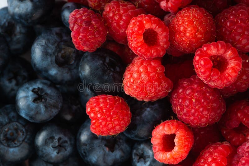 Fresh Blueberries And Raspberries Stock Photo - Image of fruit, summer ...