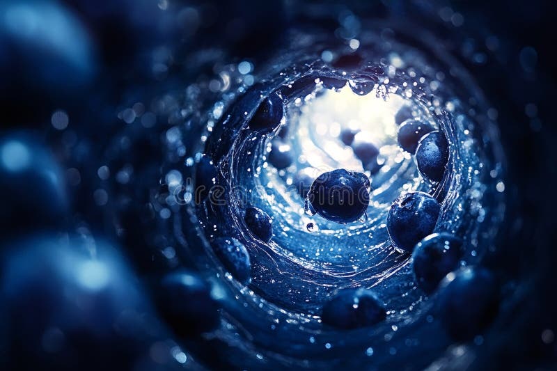 Fresh Blueberries Rotating in Water Vortex Creating Stunning Visual ...