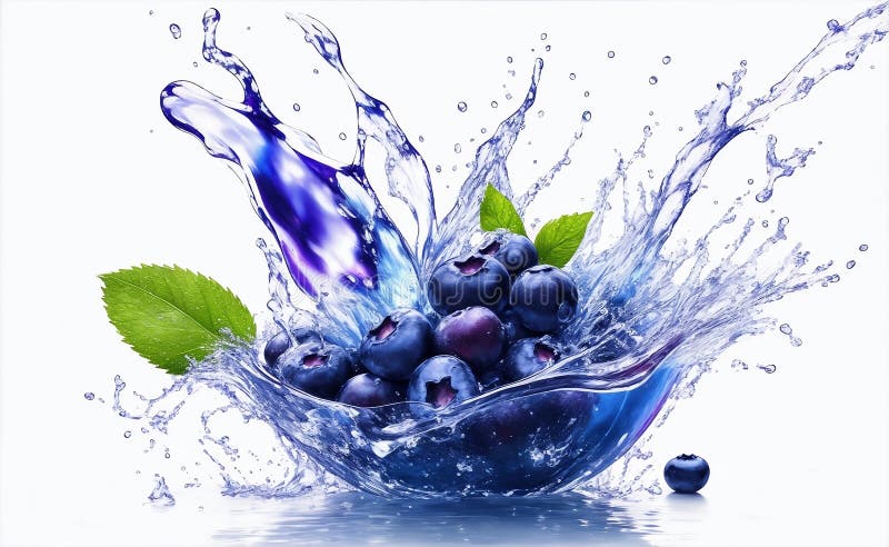A Fresh Blueberry Fruit with Water Splash, Generative AI Illustration ...
