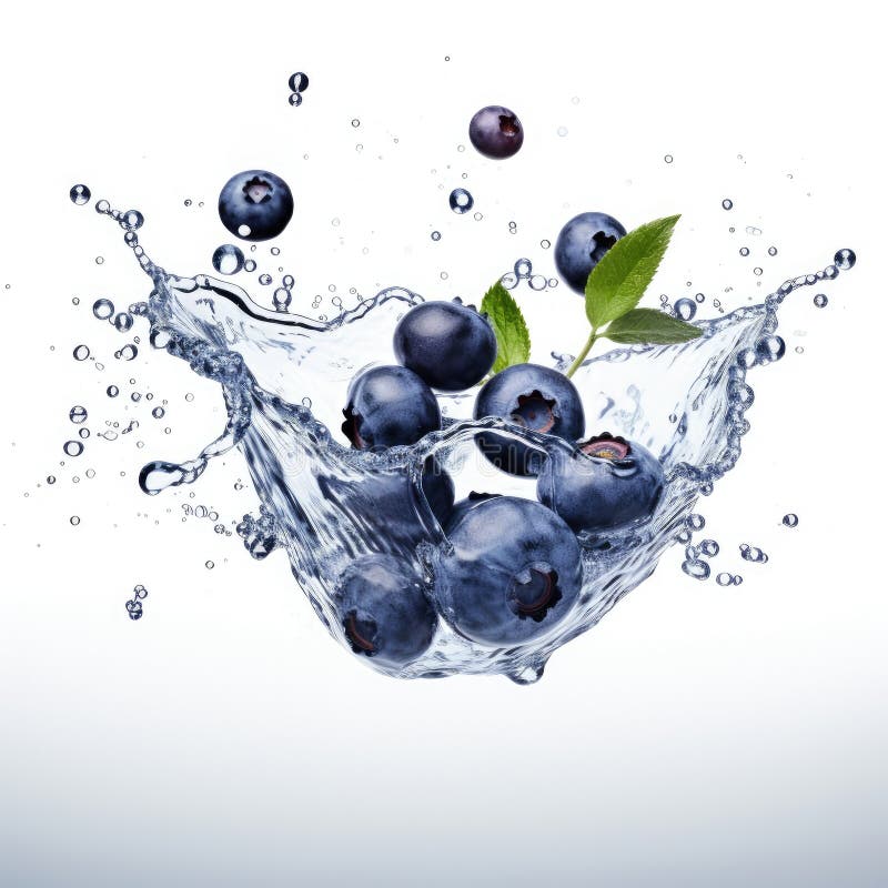 Fresh Blueberry in Water Splash on White Backround. Juicy Fruit Stock ...