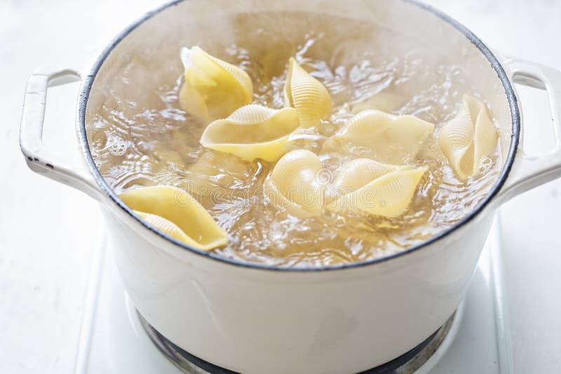 Fresh Boiled Large Seashell Italian Pasta Stock Image - Image of ...