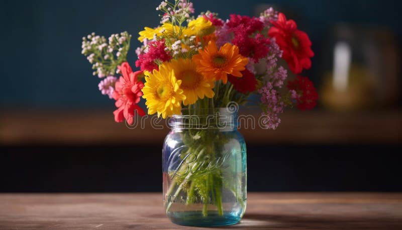 Fresh Bouquet of Yellow Daisies on Rustic Wood Generated by AI Stock ...