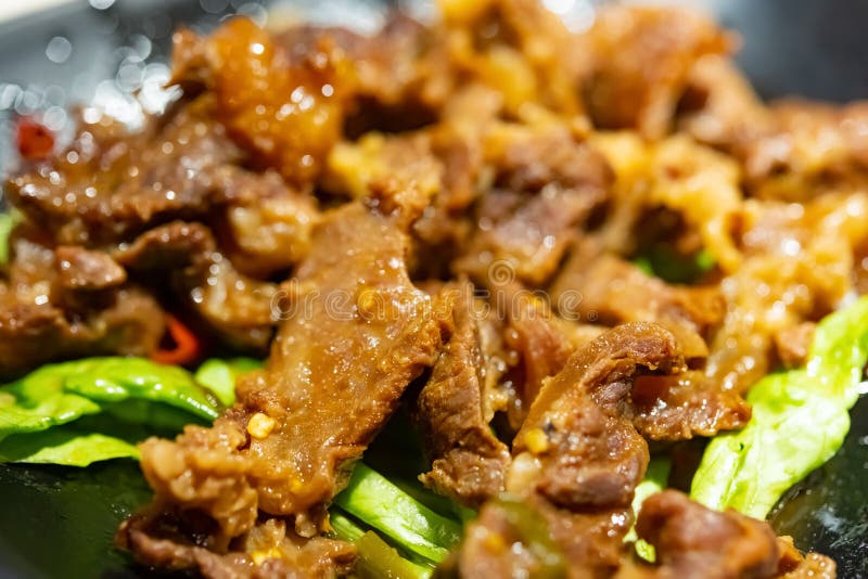 A Fresh Braised Veal Cheeks on a Dish Stock Photo - Image of beef ...