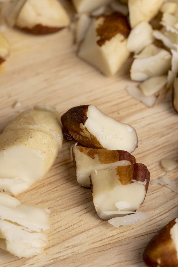 Fresh Brazil Nuts Peeled from the Shell on the Table Stock Image ...
