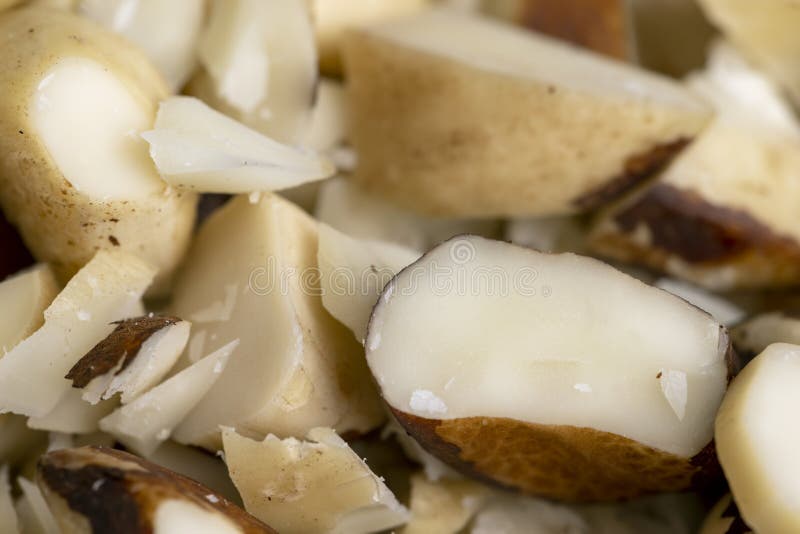 Fresh Brazil Nuts Peeled from the Shell on the Table Stock Photo ...
