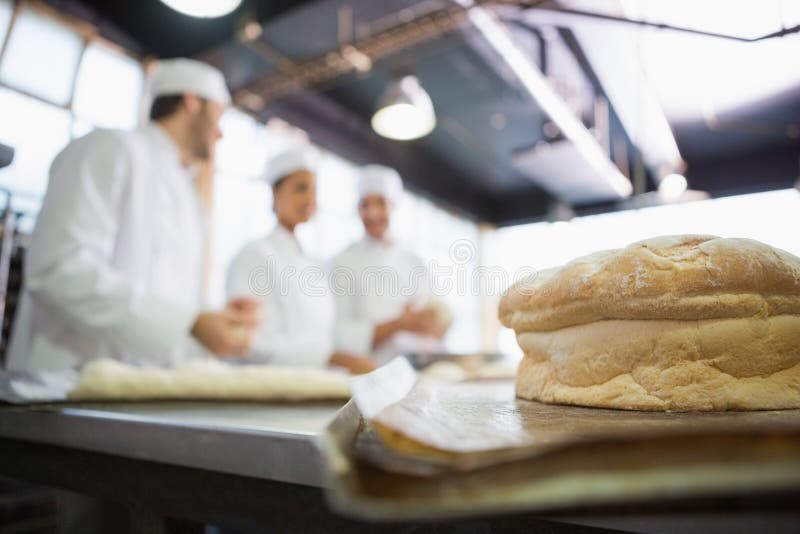 Fresh Bread with Bakers Behind Him Stock Image - Image of catering ...
