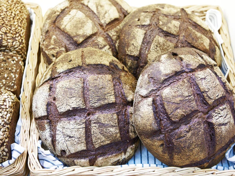 Fresh bread in bakery stock image. Image of bakery, grain - 214325977