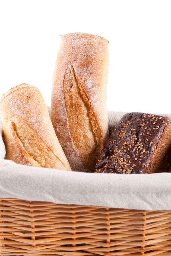 Fresh bread in a basket stock image. Image of pastry - 18926383