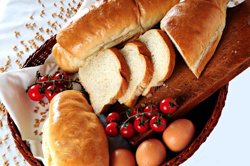 Fresh bread in basket stock image. Image of details, brown - 19223069