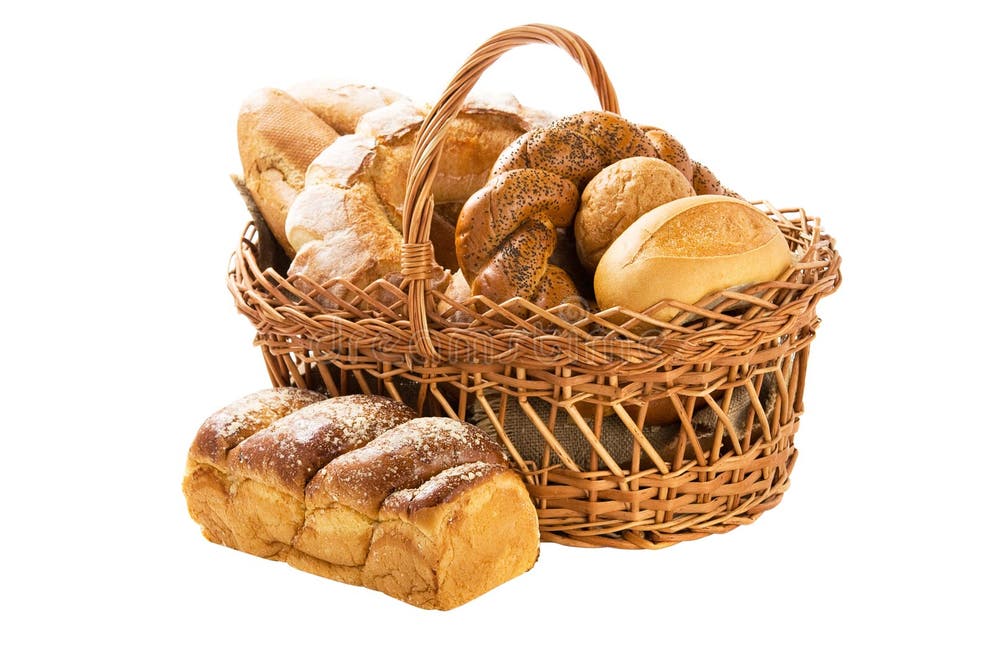 Fresh Bread in the Basket Fully Isolated Stock Image - Image of kitchen ...
