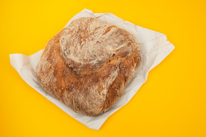 Fresh Bread with Cereals on Yellow Background Stock Image - Image of ...