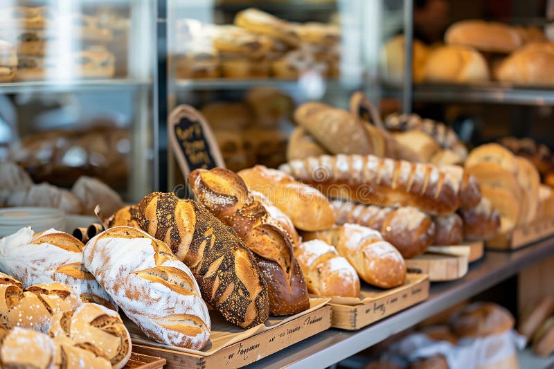 Fresh Bread on Counter in Bakery Store. Generative AI Stock Photo ...
