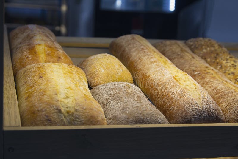 Fresh Bread on the Counter Close-up Stock Photo - Image of market ...