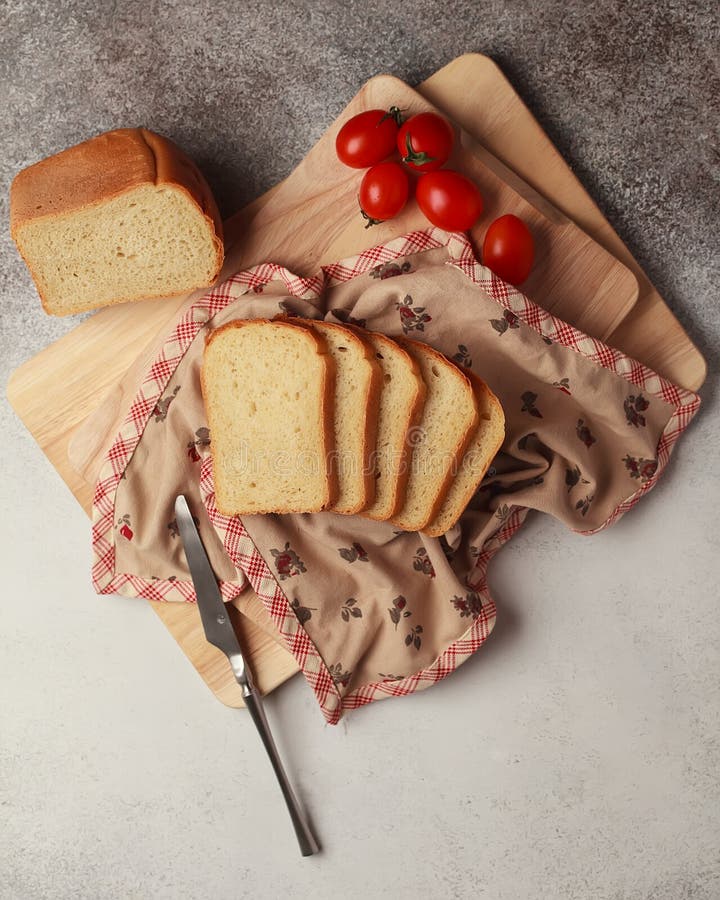 Fresh bread. Cut pieces stock image. Image of tablefresh - 203788495