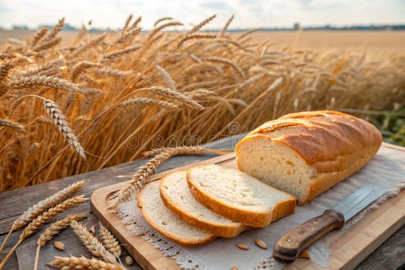 Fresh Bread Lying Against the Background of a Field of Wheat Stock ...