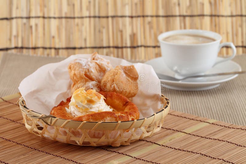 Fresh Bread and the Morning Coffee Stock Image - Image of cater, saucer ...
