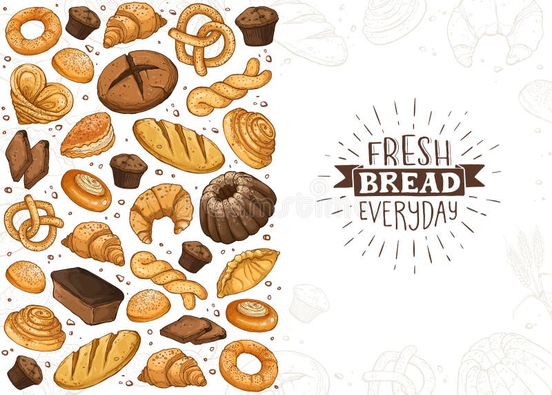 Fresh Bread Poster Vector Ilustration Stock Vector - Illustration of ...