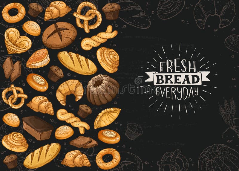 Fresh Bread Poster Vector Ilustration Stock Vector - Illustration of ...
