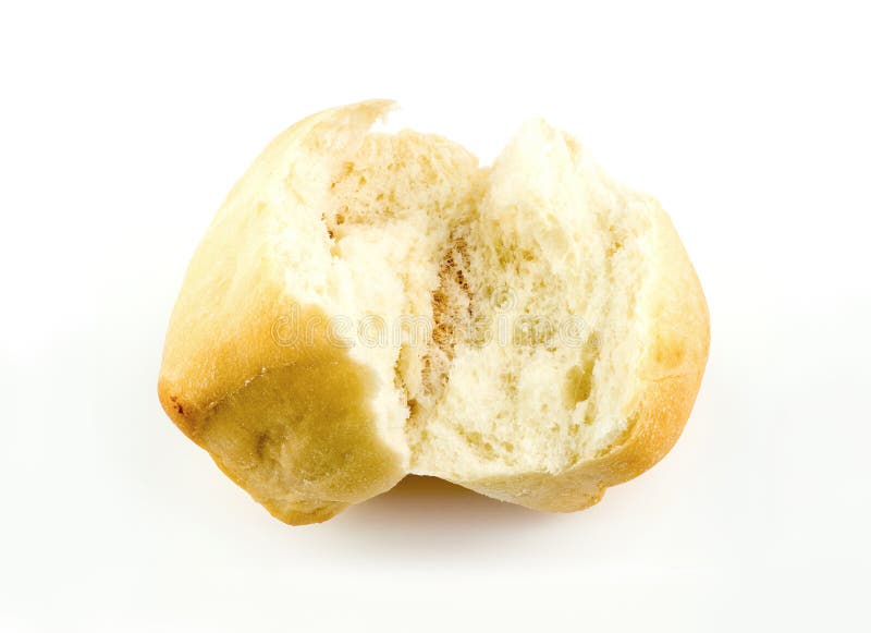 Fresh Bread Roll Torn Broken Cut in Half Stock Photo - Image of roll ...