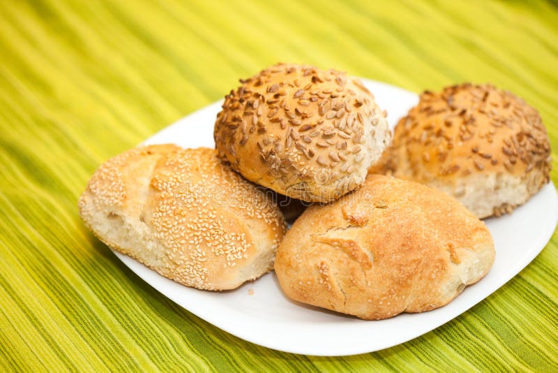 Fresh Bread Rolls with Sunflower and Sesame Seeds Stock Image - Image ...